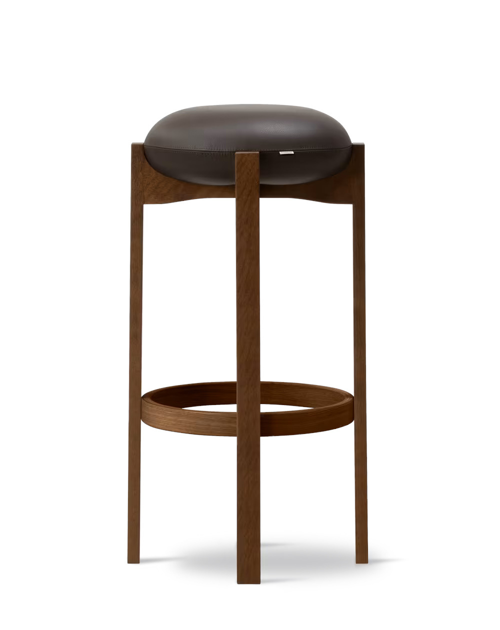 Fredericia - Pioneer Stool, höhe 77 cm, eiche geräuchert / leder primo 86-1 dark brown