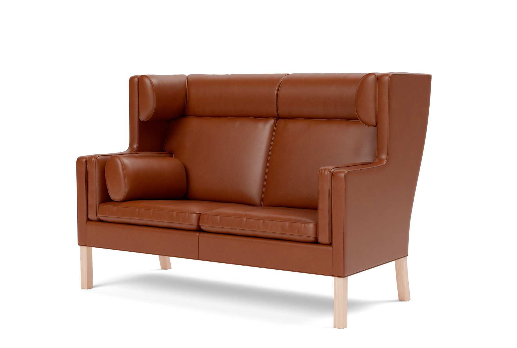 Fredericia - Mogensen 2292 Coupe Sofa, eiche geseift / leder vegeta 90 natur