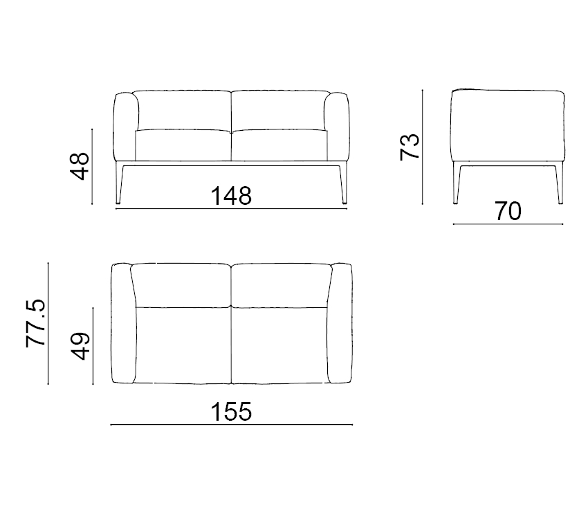 Arper - Sean Zweisitzersofa #1401 zum Bestpreis