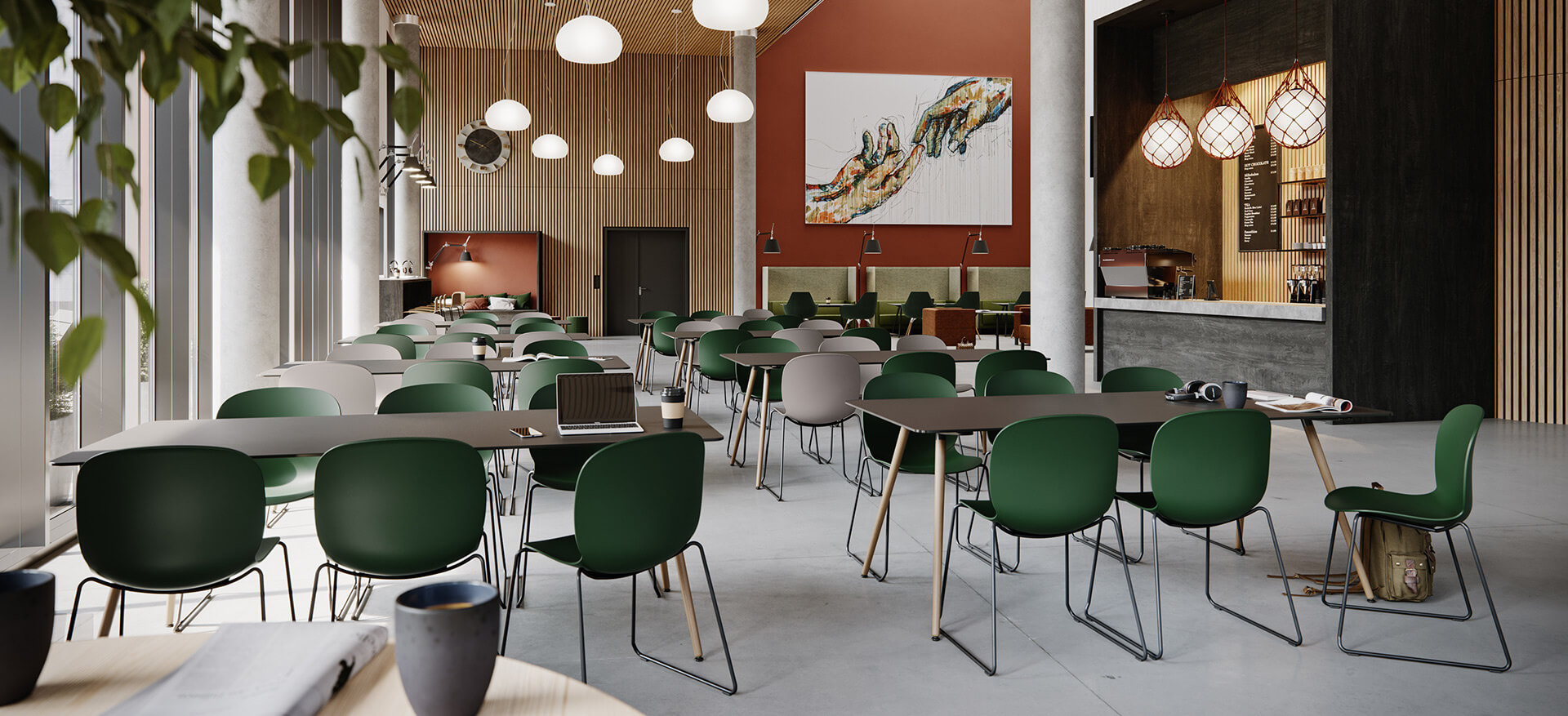 Profim - Noor 6055S Stuhl, 4-Fuß, 3D-Furnierschale, Sitz gepolstert